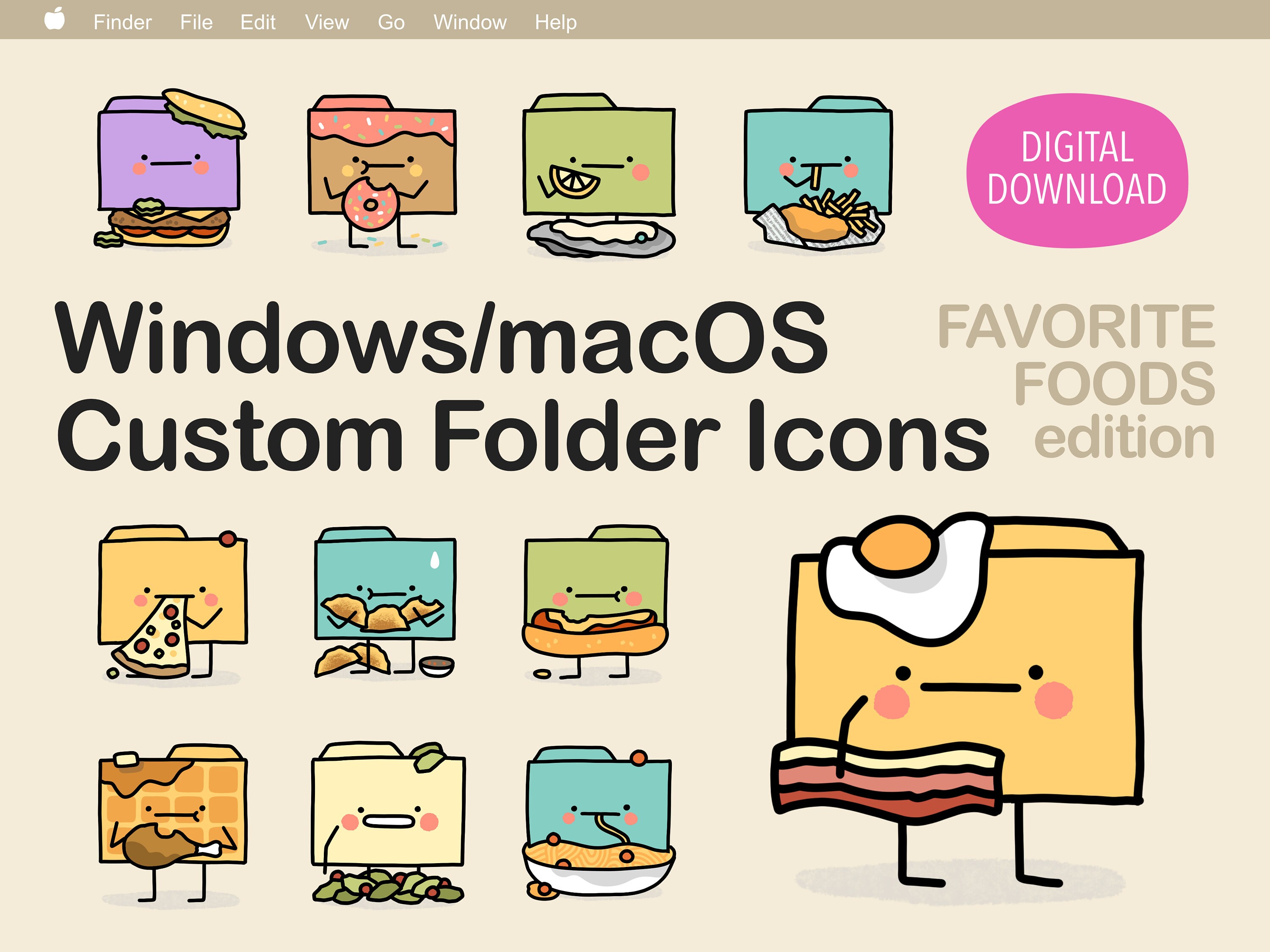 Cute Folder Icons Custom Desktop Macos Windows Home Office - Etsy