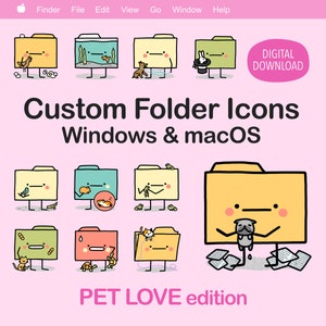 Cute Folder Icons Custom Desktop Macos Windows Home Office Laptop ...