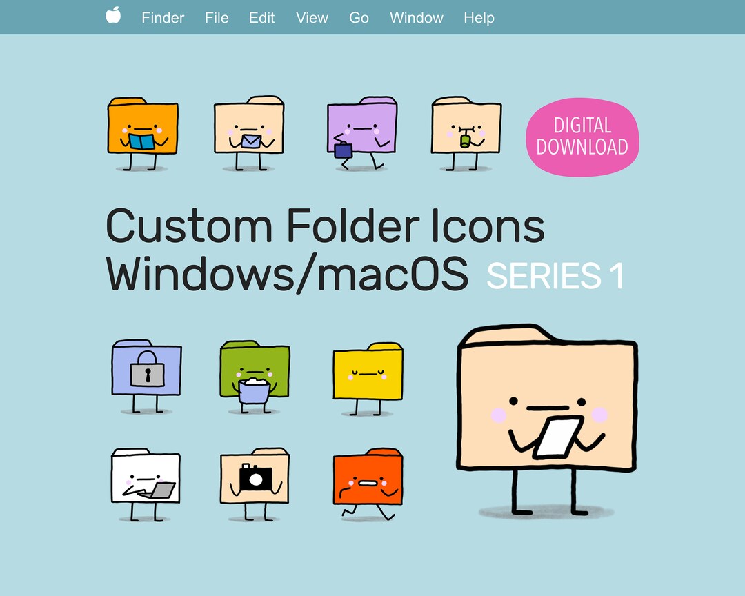 Cute Folder Icons Custom Desktop Macos Windows Home Office Laptop ...
