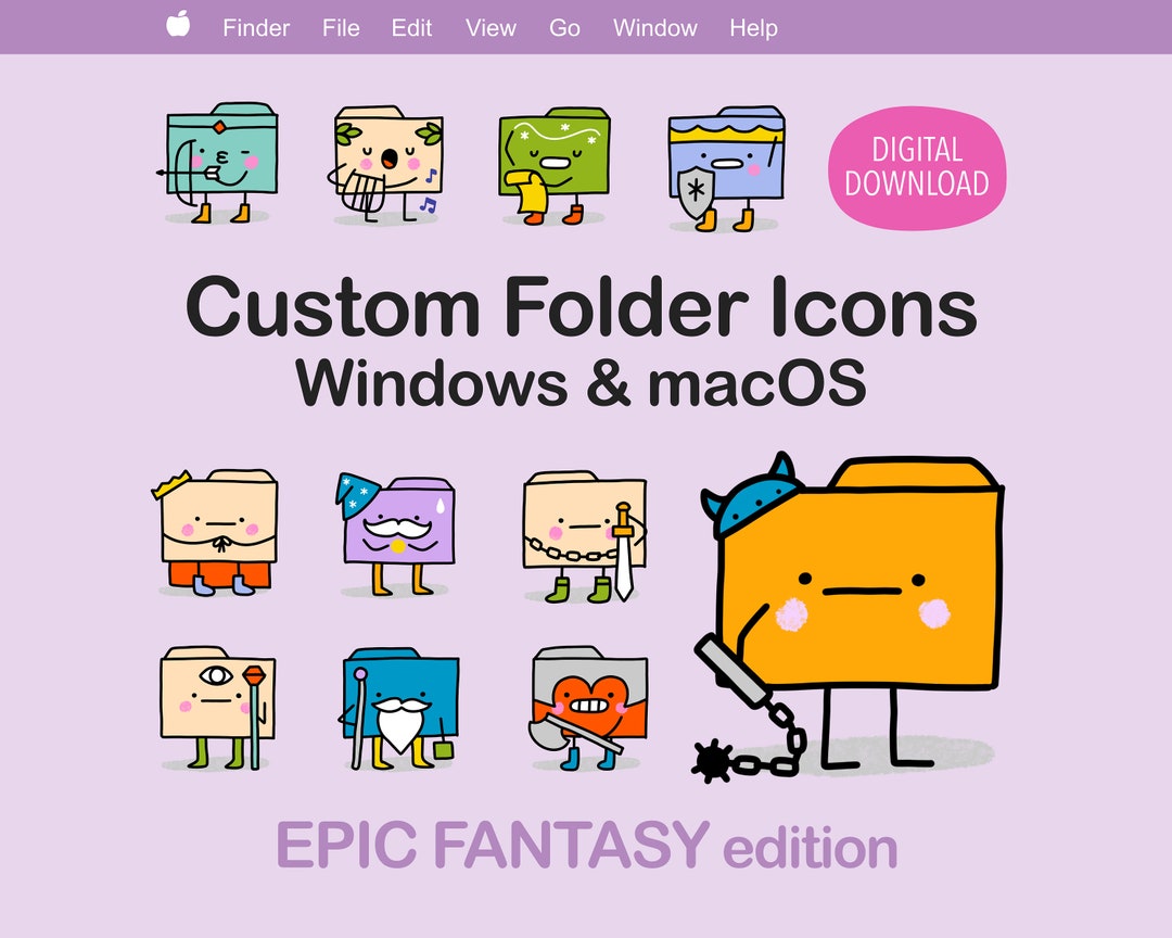Epic Fantasy Theme Folder Icons Cute Custom Desktop Macos Windows Home ...
