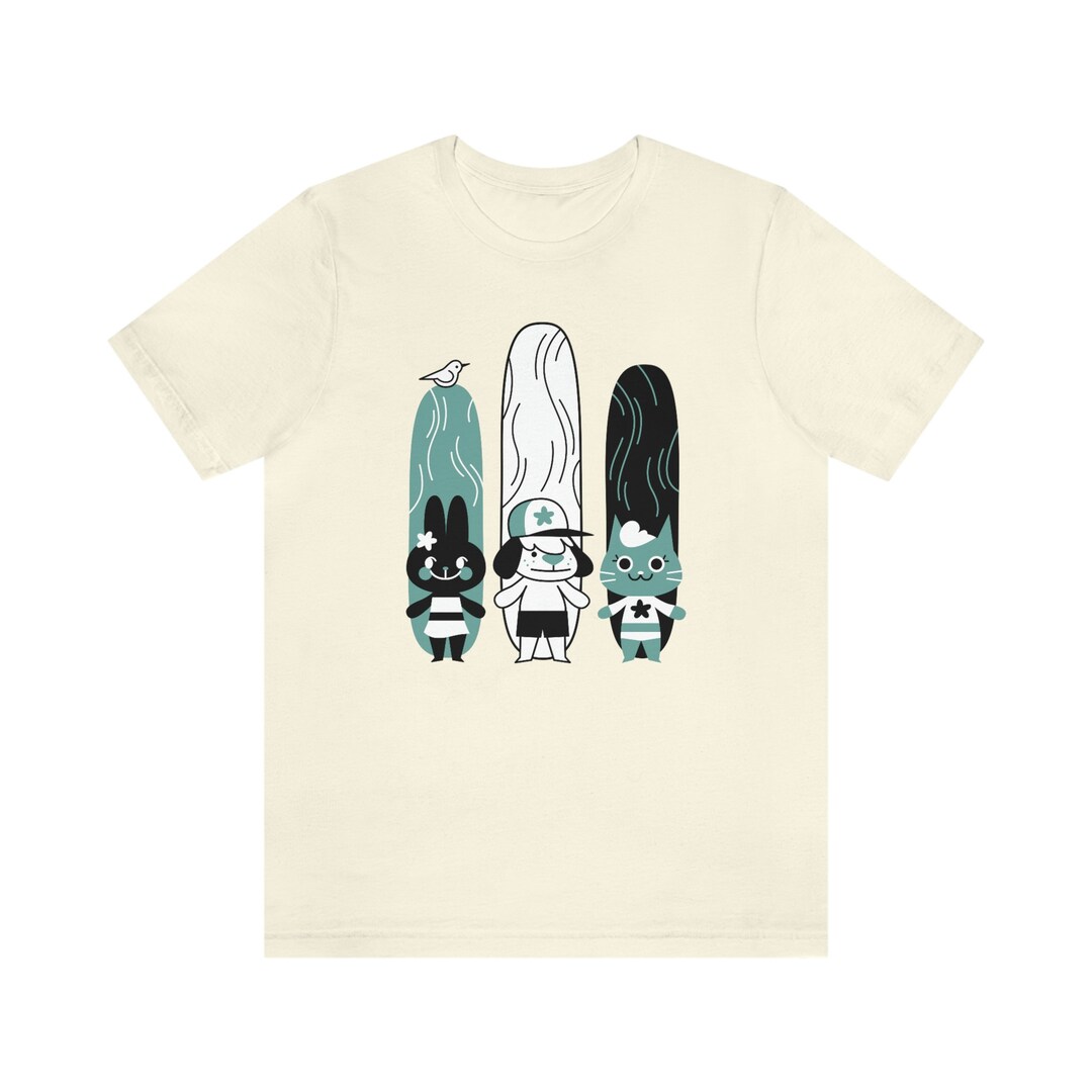 Furry Friends Surf Team Kawaii Rabbit Puppy Cat Hawaii Tee - Etsy