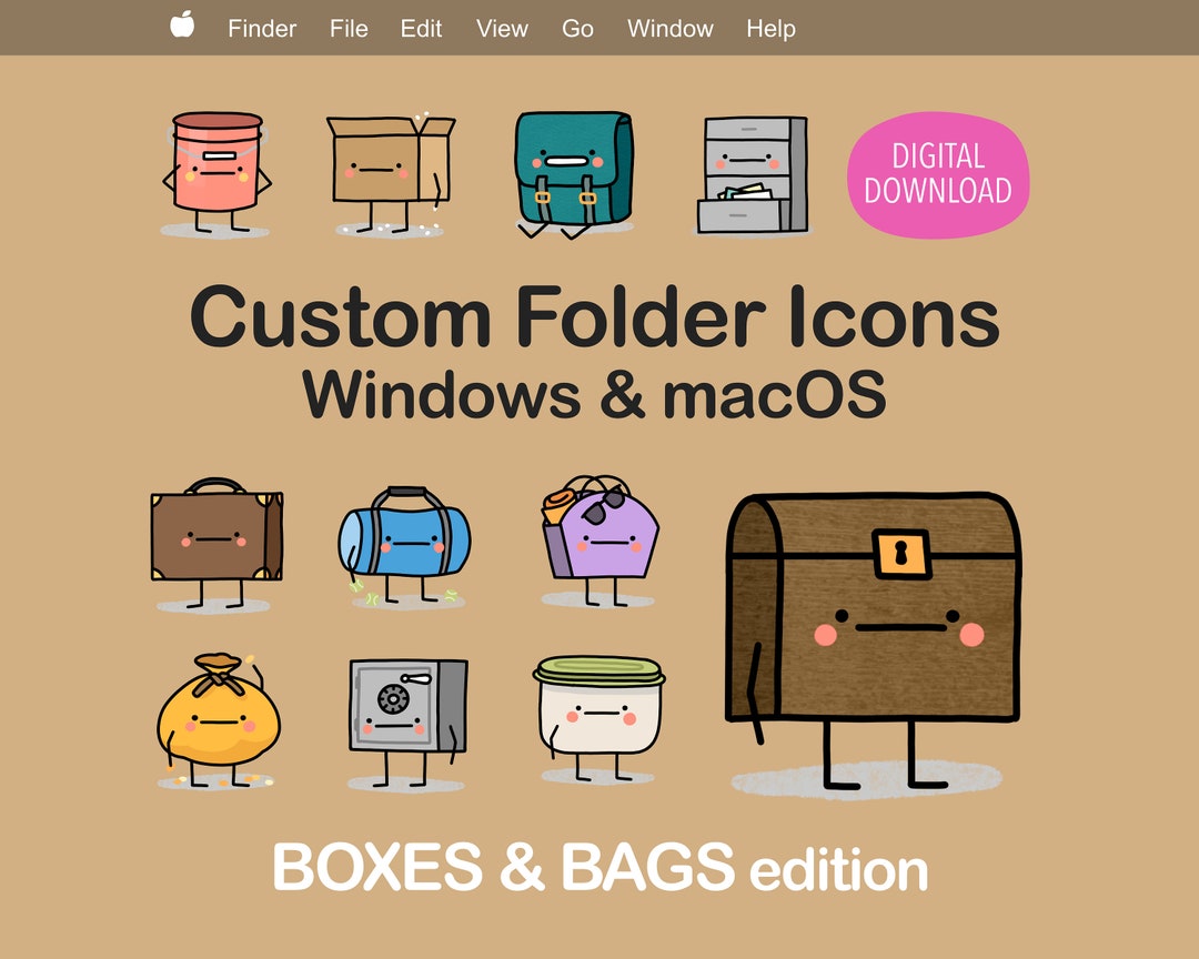 Cute Folder Icons Custom Desktop Macos Windows Home Office Laptop ...