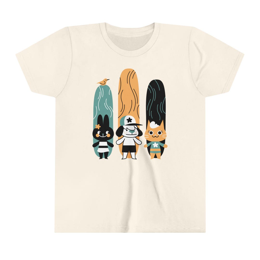 Furry Friends Surf Team Kawaii Rabbit Puppy Cat Hawaii Tee YOUTH SIZE ...