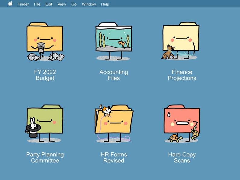 Cute Folder Icons Custom Desktop Macos Windows Home Office Laptop ...