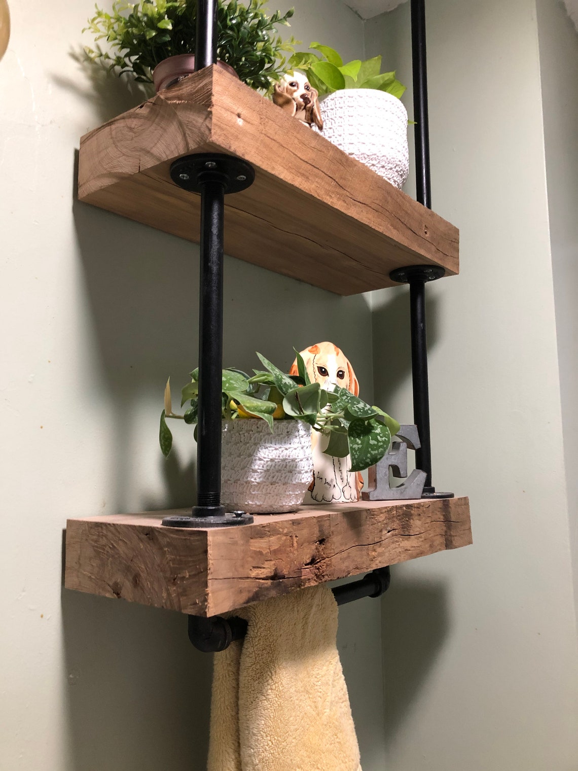 Hanging/floating Barnwood and Black Iron Shelving System - Etsy