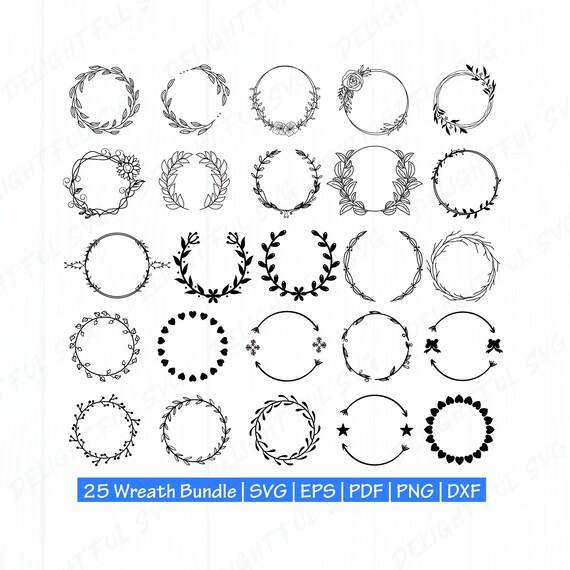 25 Wreath SVG Bundle Files Flower Wreath Svg Floral Wreath | Etsy