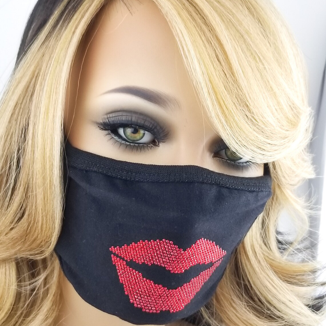 Bling Face Mask USA Rhinestone Mask Crystal Mask Red | Etsy