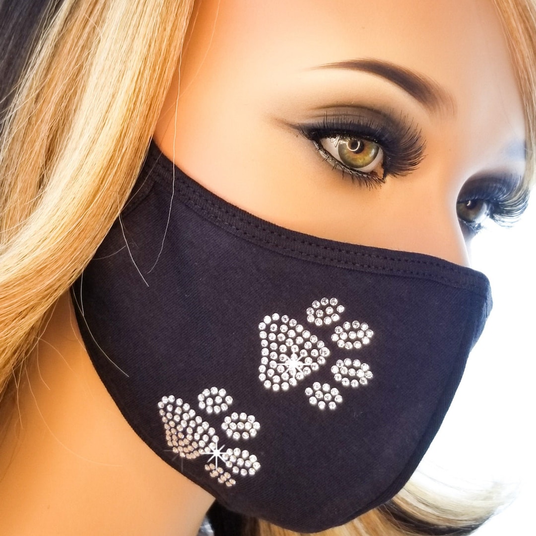 Bling Face Mask USA Paw Prints Face Cover Rhinestone Mask Crystal Mask ...