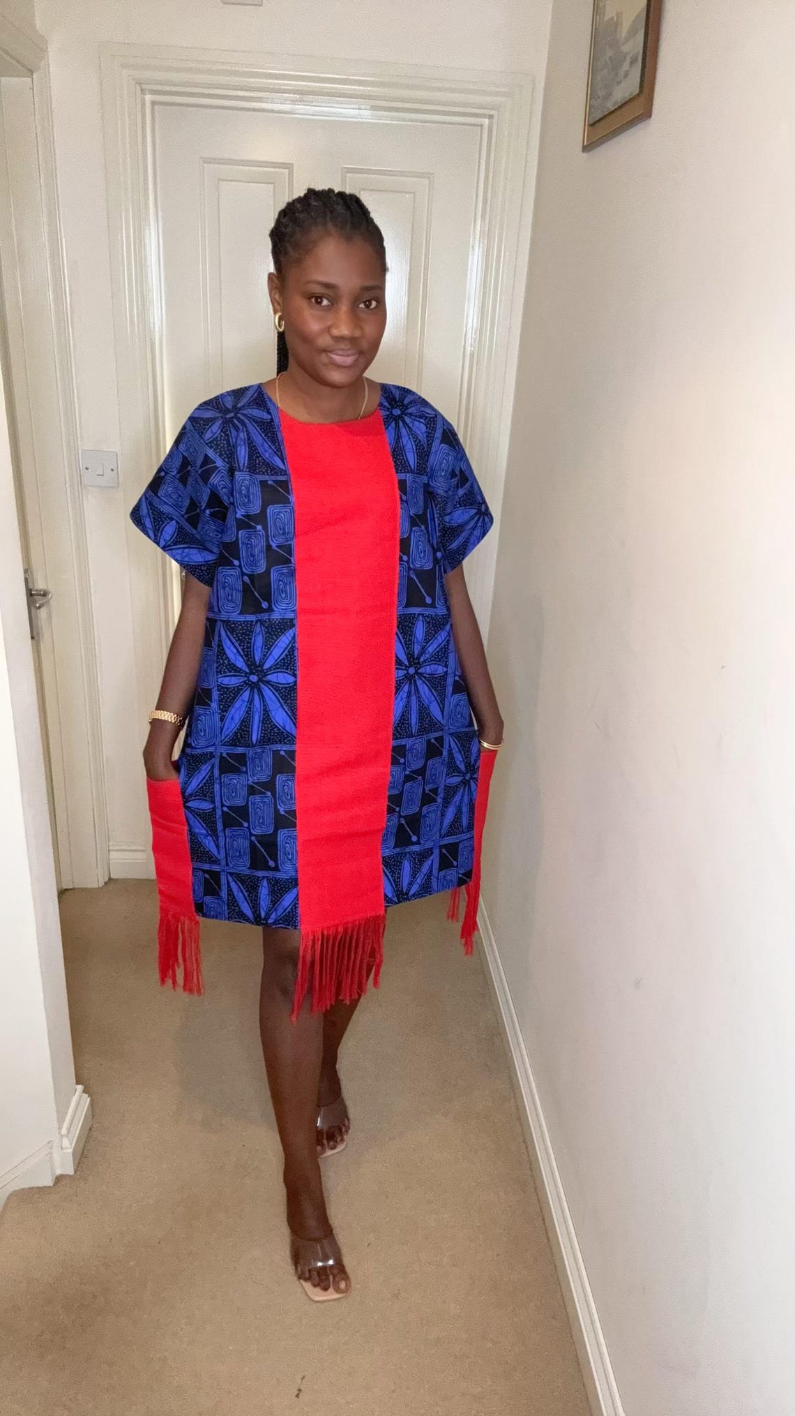 Ankara Summer Dress With Aso Oke Front: Handmade African Print Fringe ...