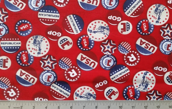 REPUBLICAN POLITICAL Party Buttons COTTON Woven Fabric for - Etsy