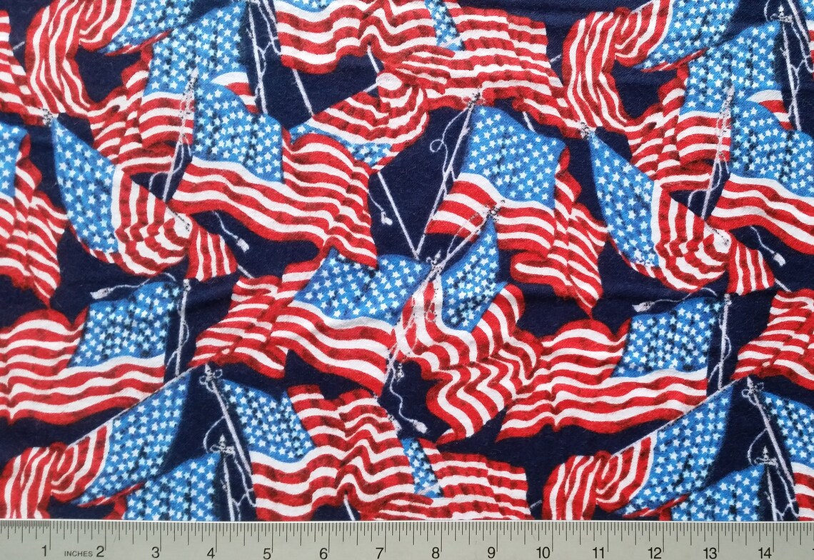 USA Flying FLAGS Cotton FLANNEL Fabric Fat Quarter 18 L X 21 W ...