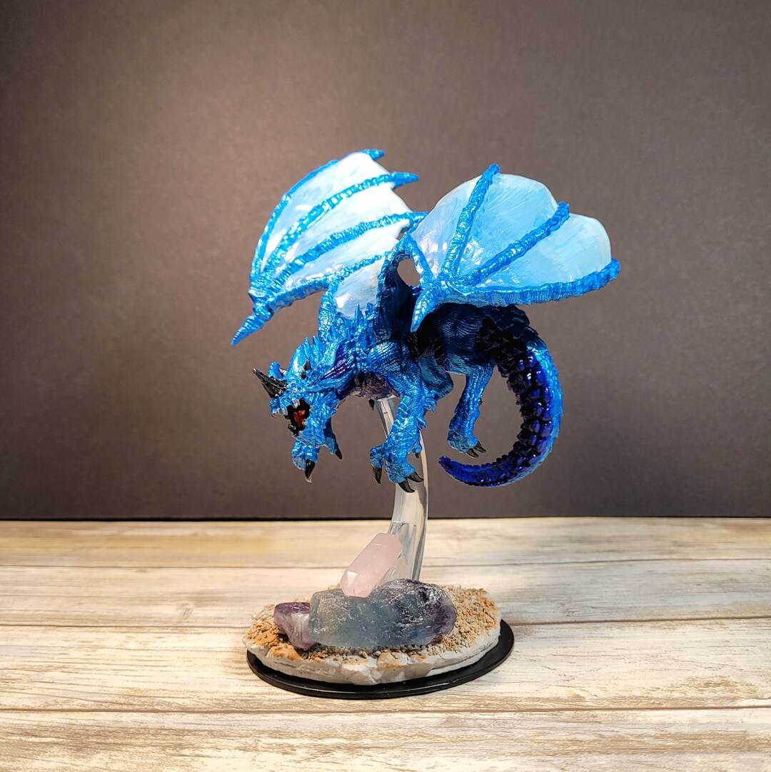 Handpainted Metallic Blue Dragon - Etsy
