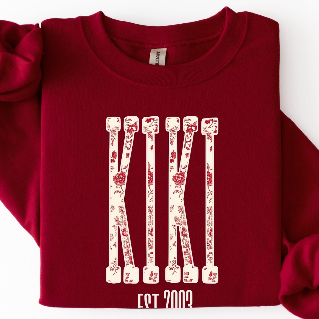 Personalized Kiki Sweatshirt Red Toile, Grandkids Names on Sleeve Kiki ...