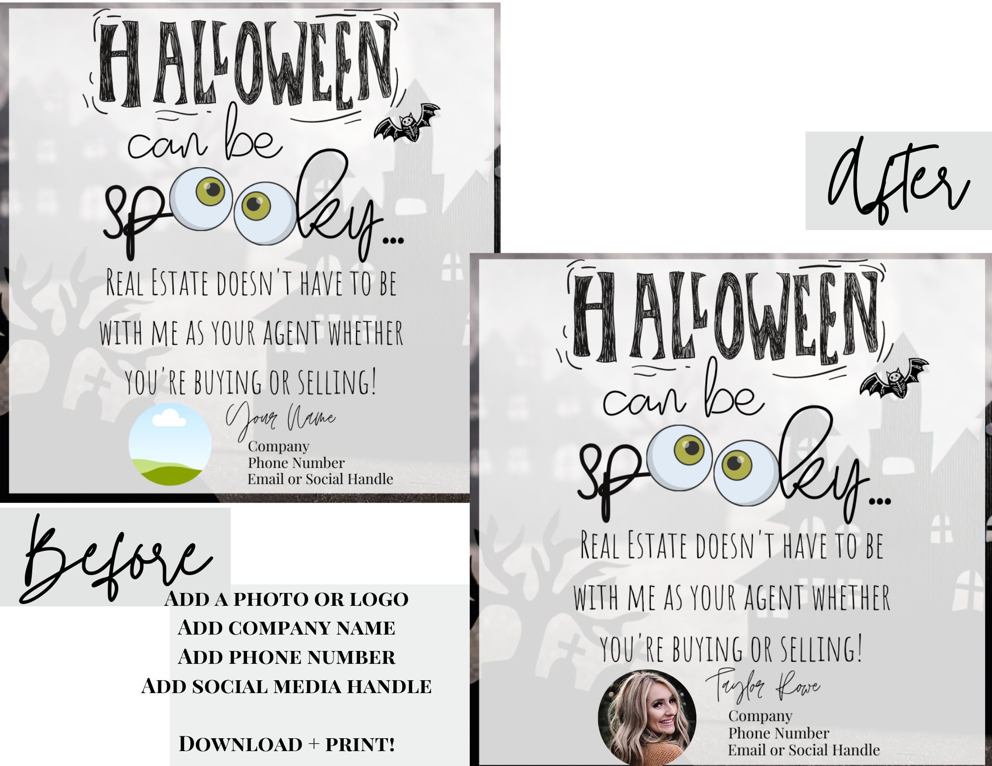 Pop by Gift Tag, Halloween Can Be Spooky, Real Estate Printable Tag ...