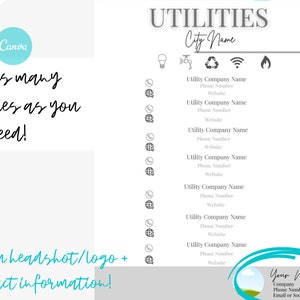 Real Estate Template, Utility Sheet Home Buyer Guide Utility Providers ...