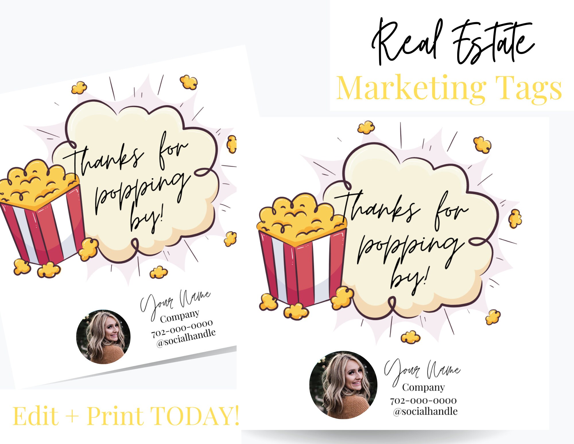 Pop by Gift Tag, Open House Questionnaire, Realtor Thanks for Popping ...