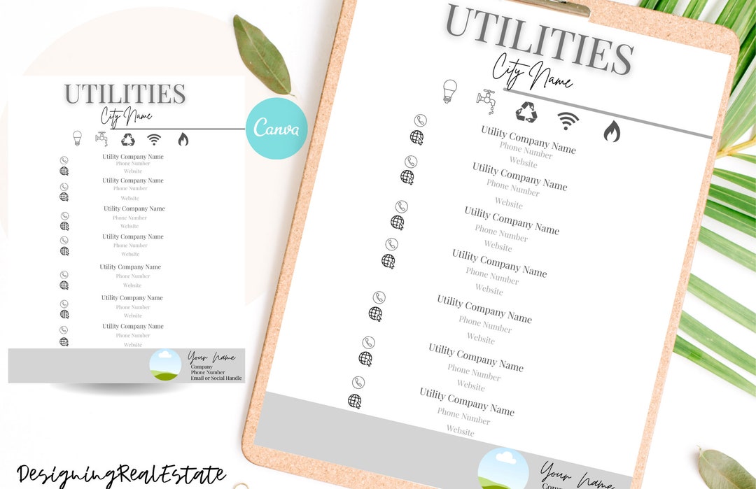 Real Estate Template, Utility Sheet Home Buyer Guide Utility Providers ...