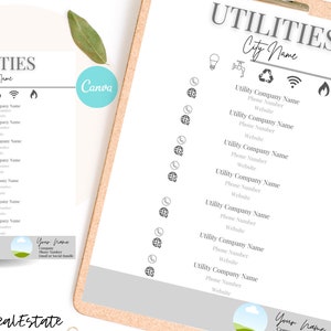 Real Estate Template, Utility Sheet Home Buyer Guide Utility Providers ...