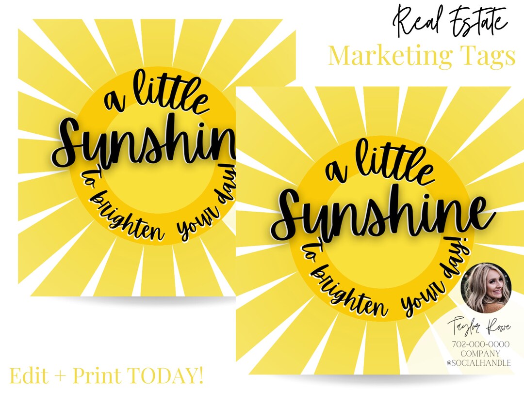Pop by Gift Tag, A Little Sunshine to Brighten Your Day Gift Tag, Real ...