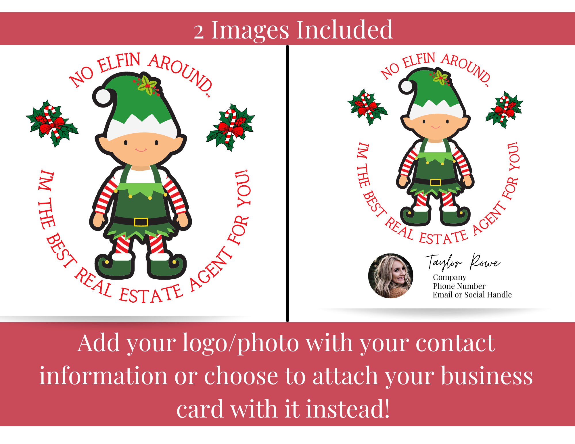 Pop by Gift Tag, No Elfin Around! Elf, Real Estate Printable Tag, Real ...