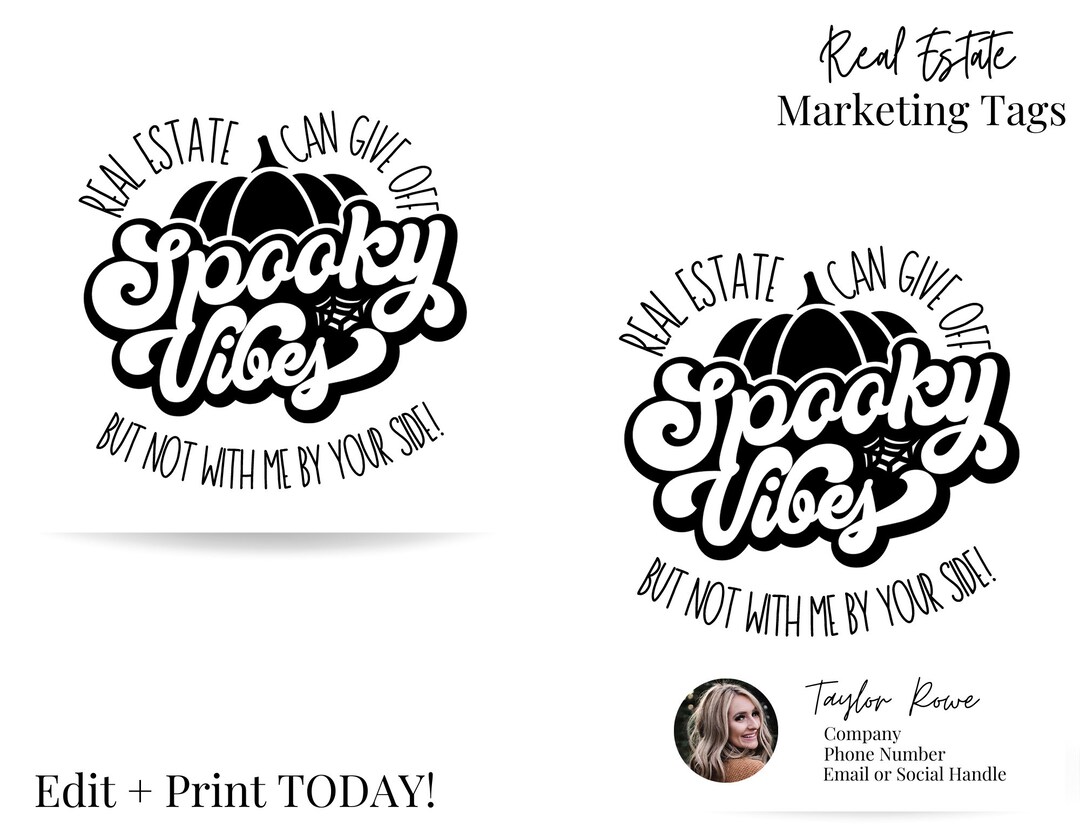 Pop by Gift Tag, Real Estate Can Be Spooky, Real Estate Printable Tag ...