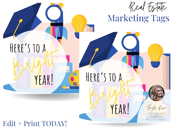 Pop by Gift Tag Heres to a Bright Year Gift Tag Realtor Back - Etsy