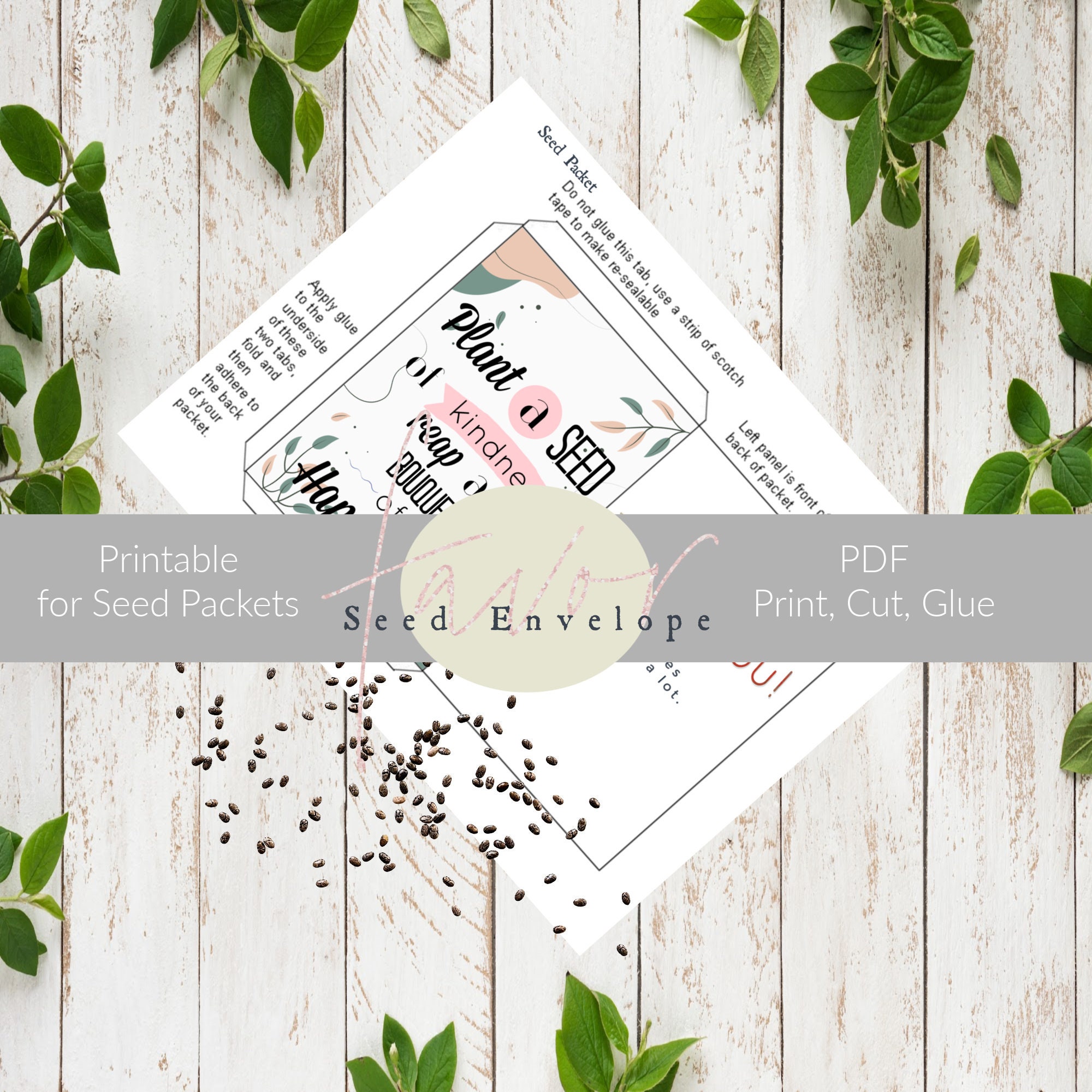 Printable Seed Envelope Thank You Favor Bridal Shower Wedding Just ...