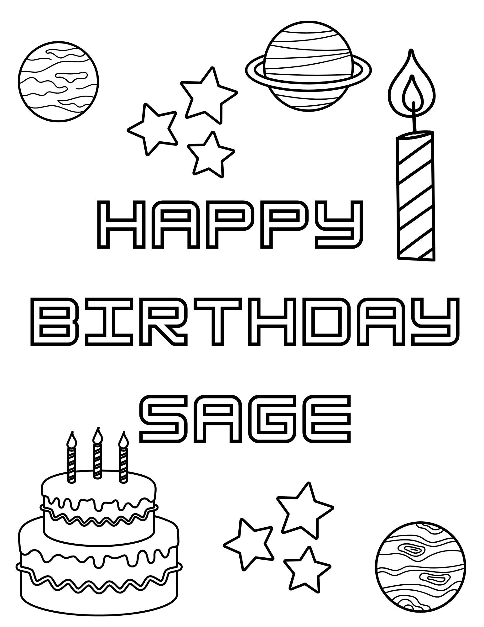 Custom Space Birthday Coloring Sheet, Personalized Astronaut Party ...
