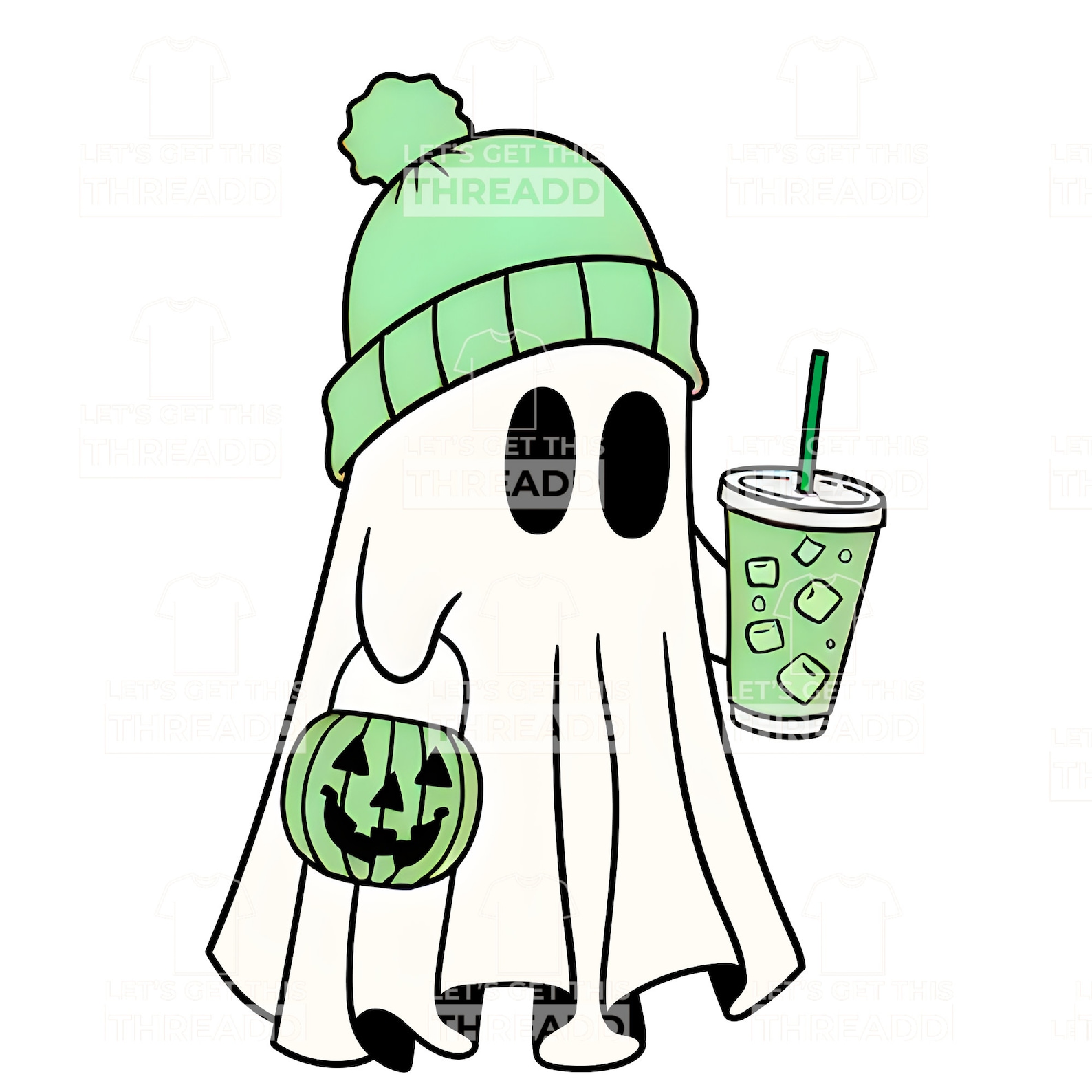 Matcha, Cute Halloween Ghost SVG, Cute Spooky Coffee Tee, Ghost Iced ...