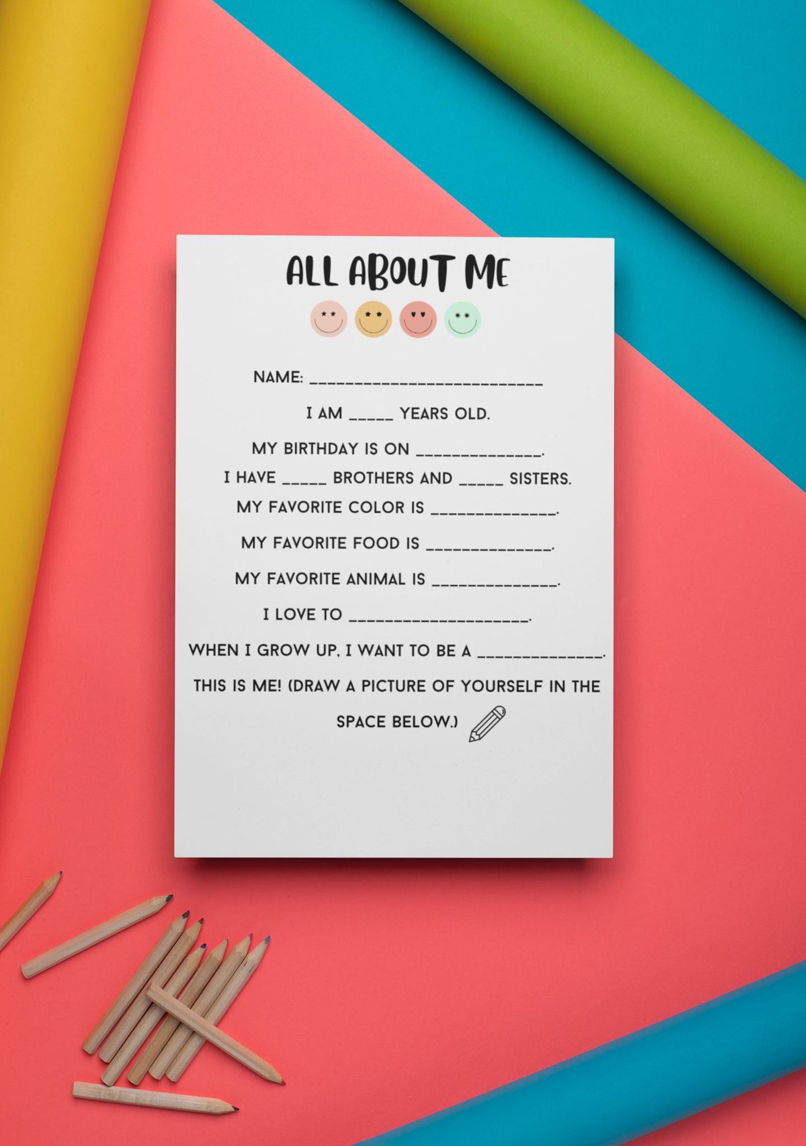Get to Know Me, All About Me, Back to School Worksheet Kids, About Me ...