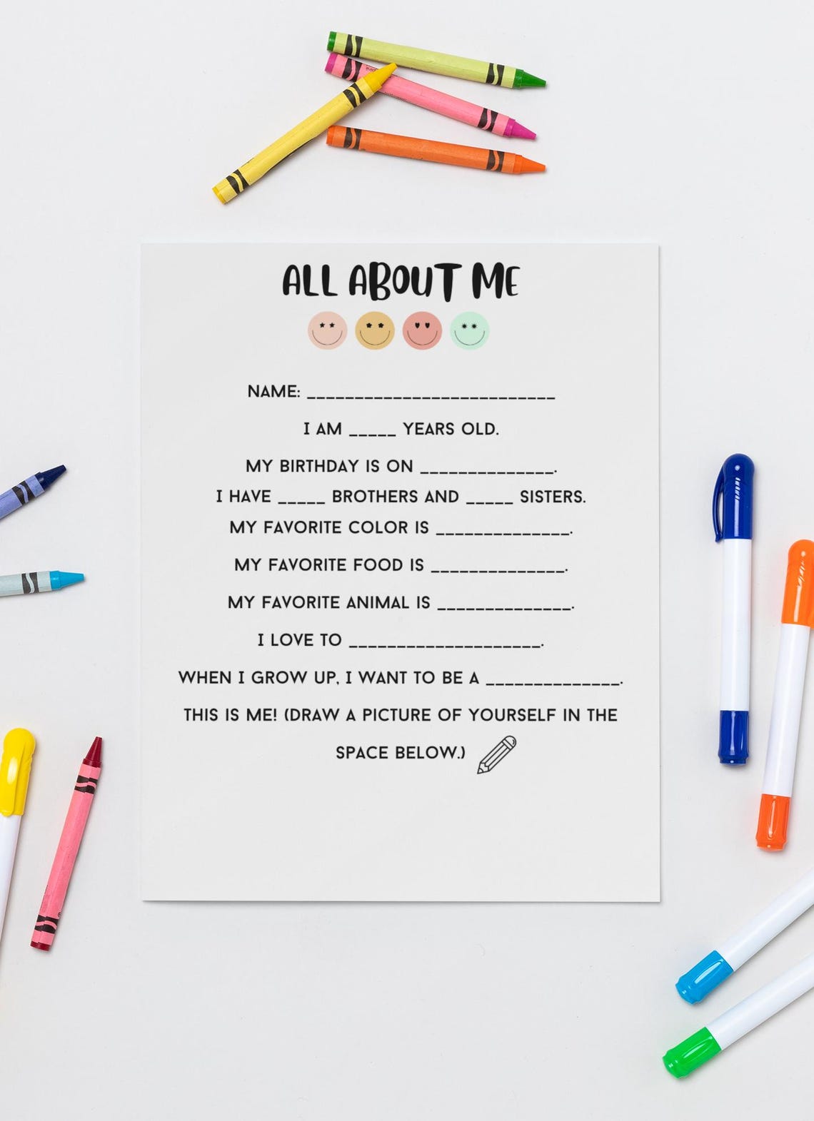 Get to Know Me, All About Me, Back to School Worksheet Kids, About Me ...