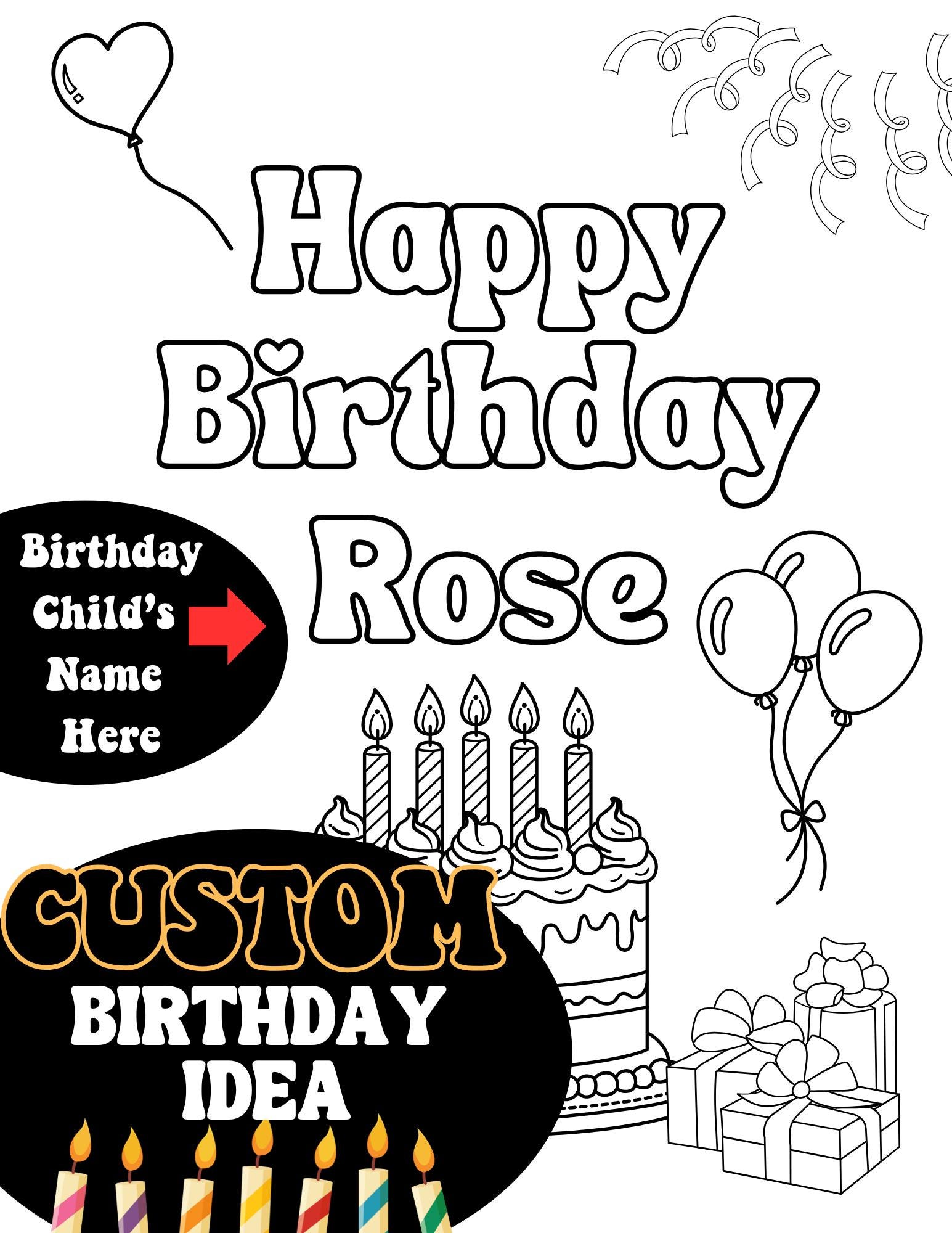 Custom Birthday Coloring Sheet, Personalized Coloring Sheet for Kids ...