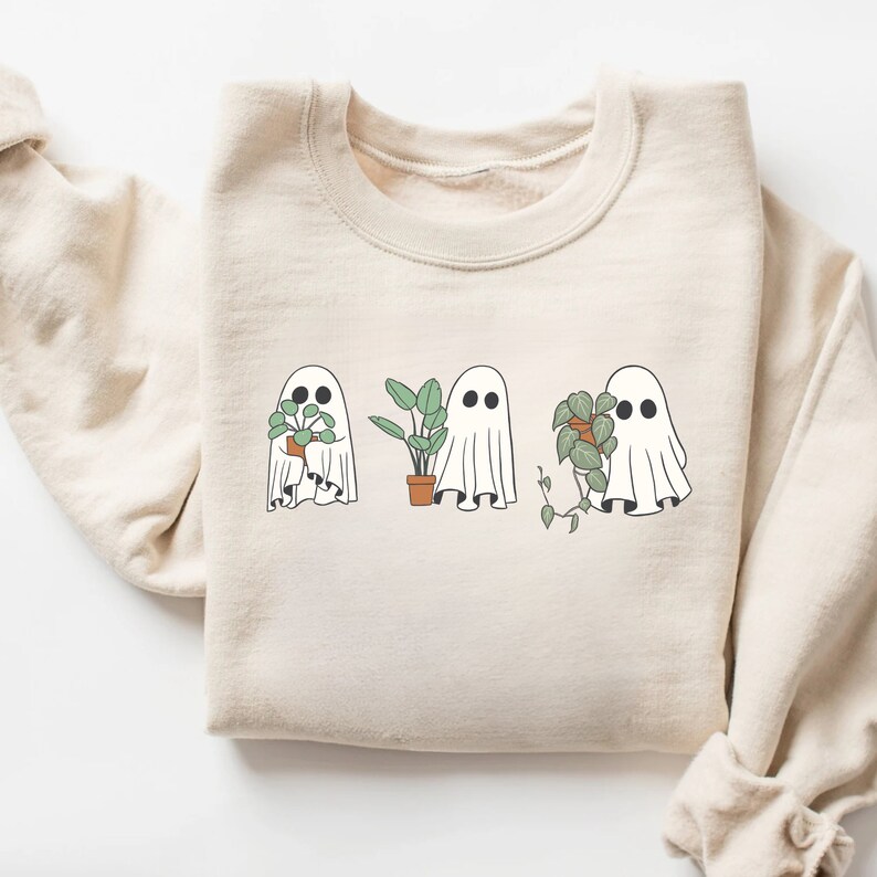 Plant Lover Halloween, Ghost With Plants PNG, Spooky Plants, Botanical ...