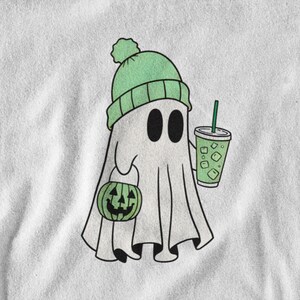 Matcha, Cute Halloween Ghost SVG, Cute Spooky Coffee Tee, Ghost Iced ...