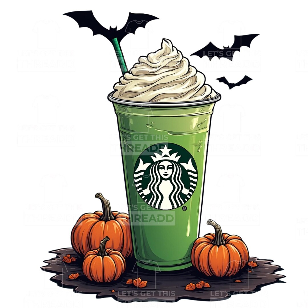 Halloween Iced Matcha Latte SVG, Ghost and Pumpkin Design (digital ...