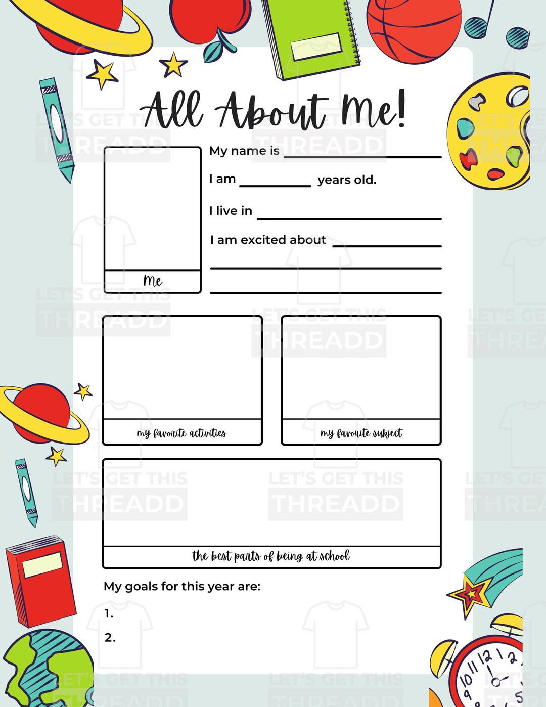 All About Me Printable, Back to School Worksheet Kids, Get to Know Me ...