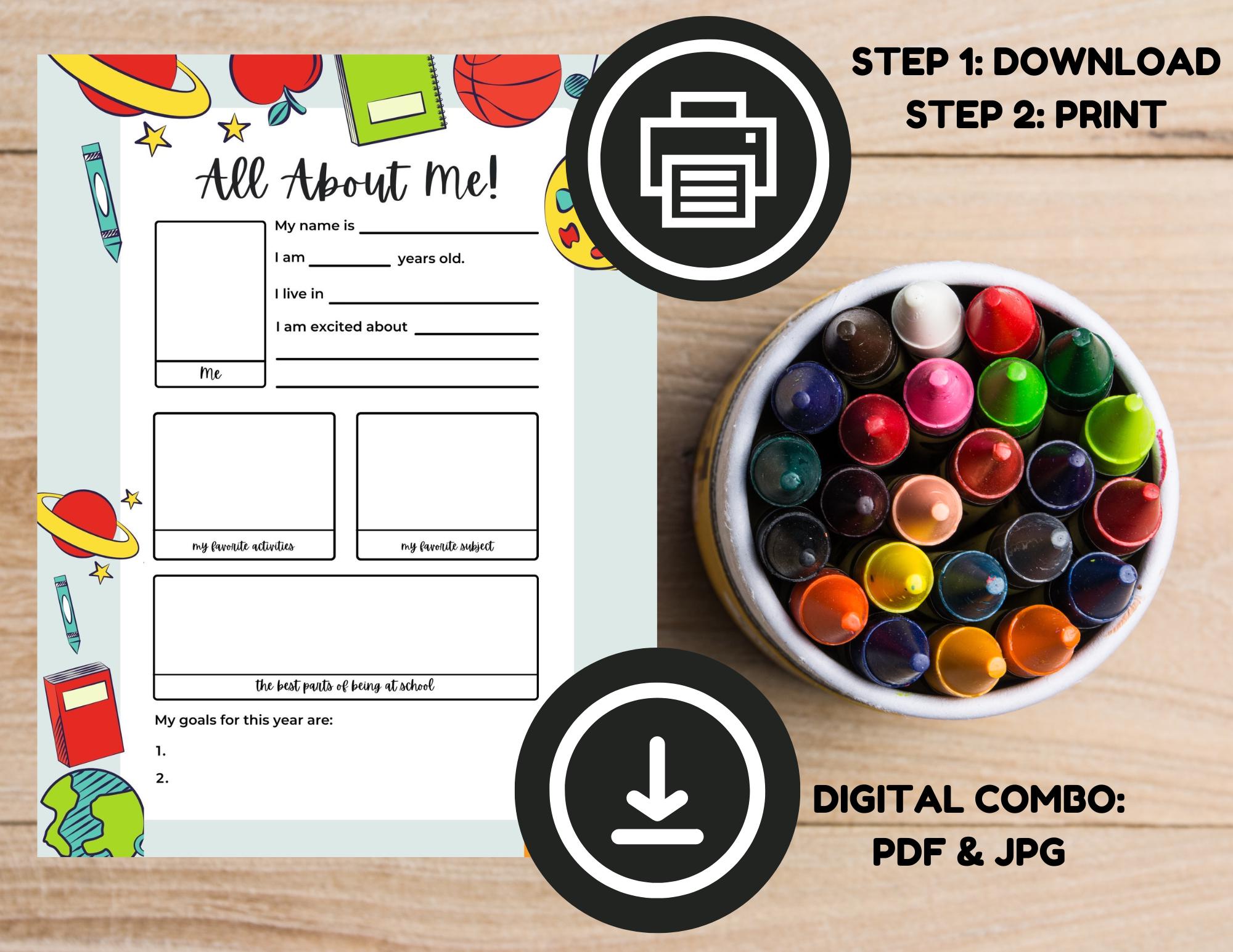 All About Me Printable, Back to School Worksheet Kids, Get to Know Me ...