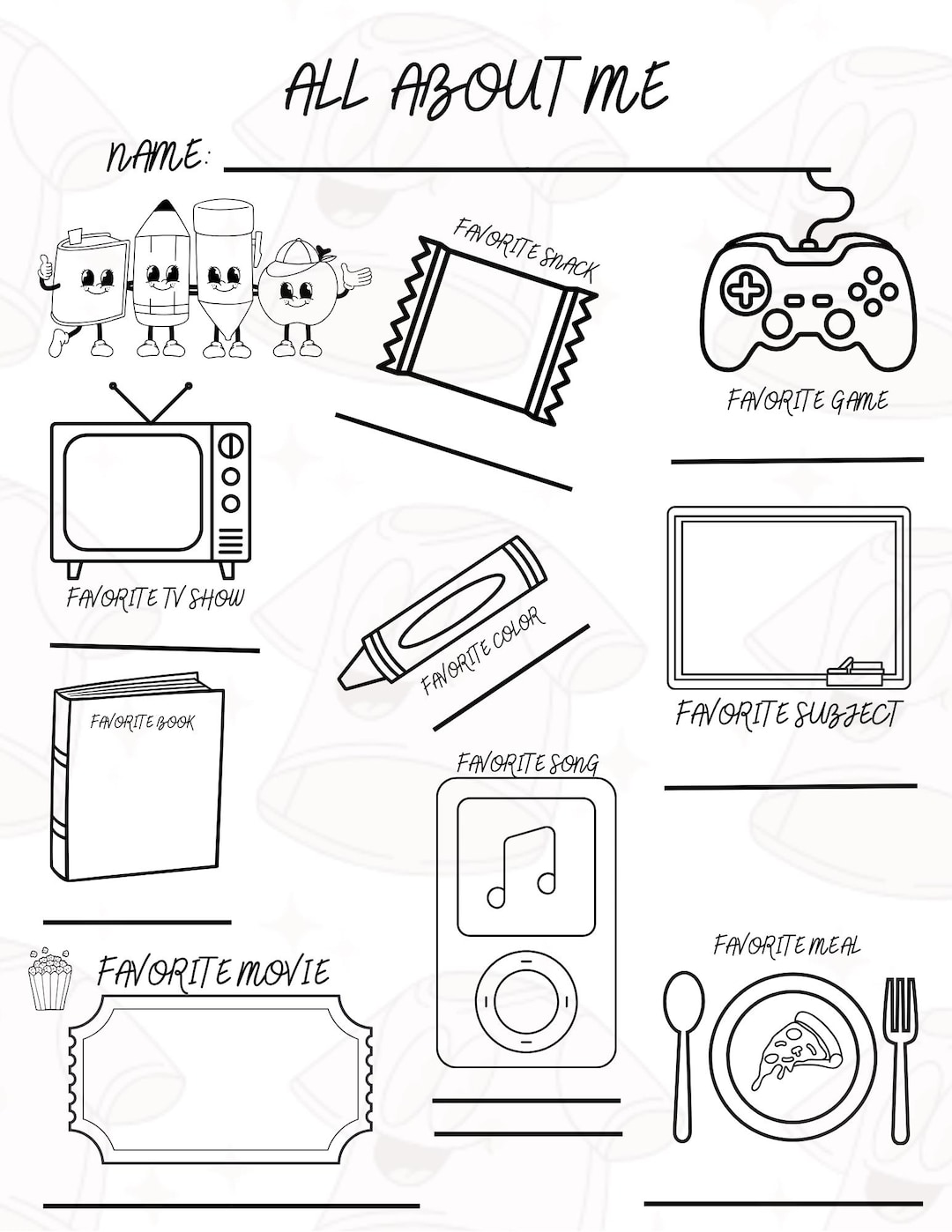 All About Me Activity Sheet, Back to School, Classroom Poster (PDF) - Etsy