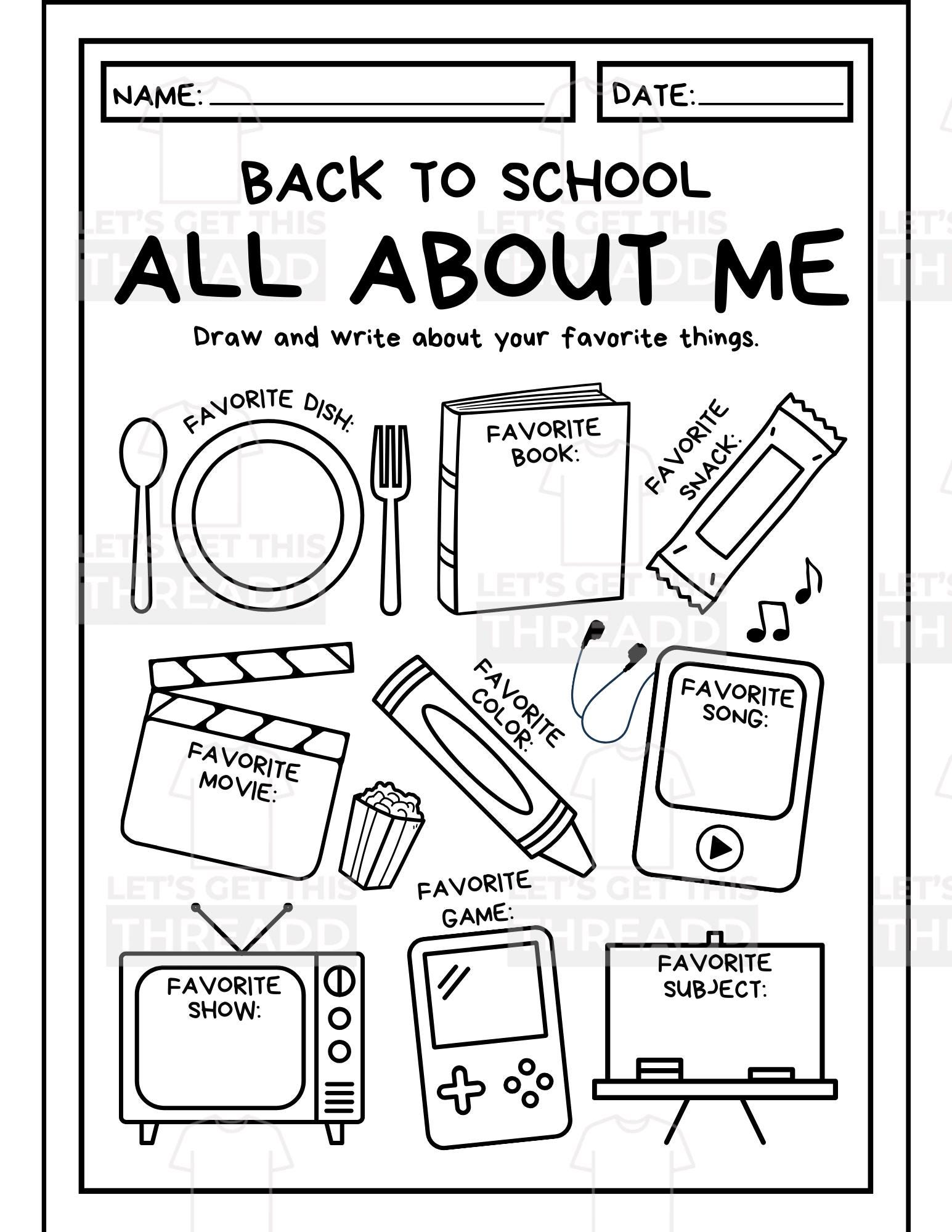 Back to School Activities, All About Me, First Day of School, Get to ...