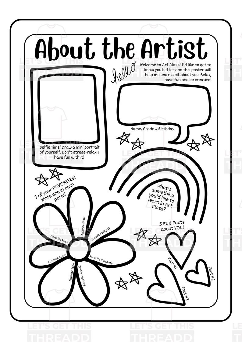 All About Me Art Class Printable Worksheet (PDF) - Etsy