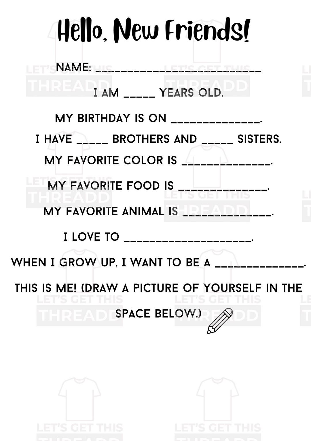 All About Me Printable, Back to School Worksheet Kids, Get to Know Me ...