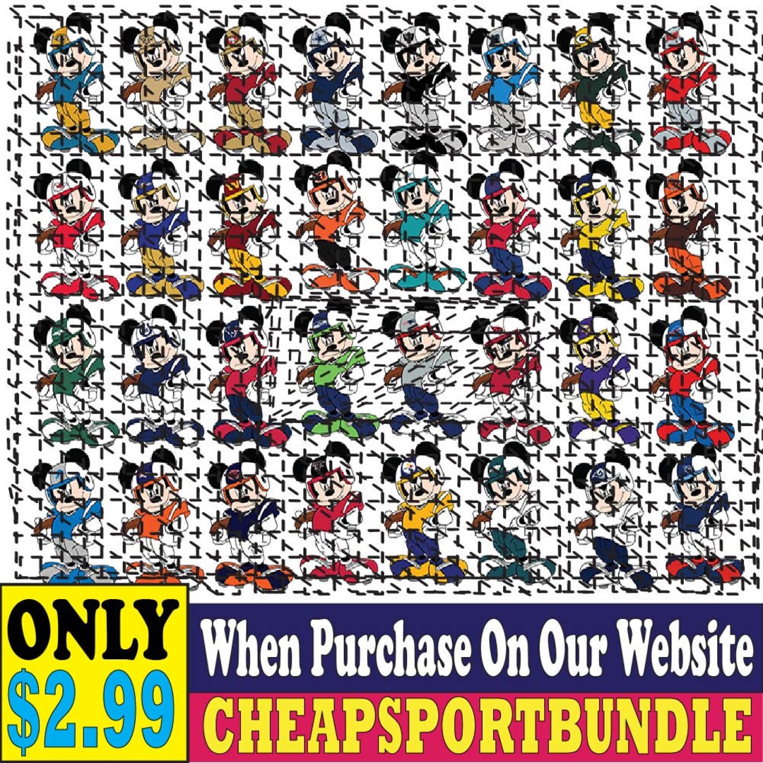 32 Files Mickey Mouse With NF-L Teams Bundle Svg NF-L Team - Etsy