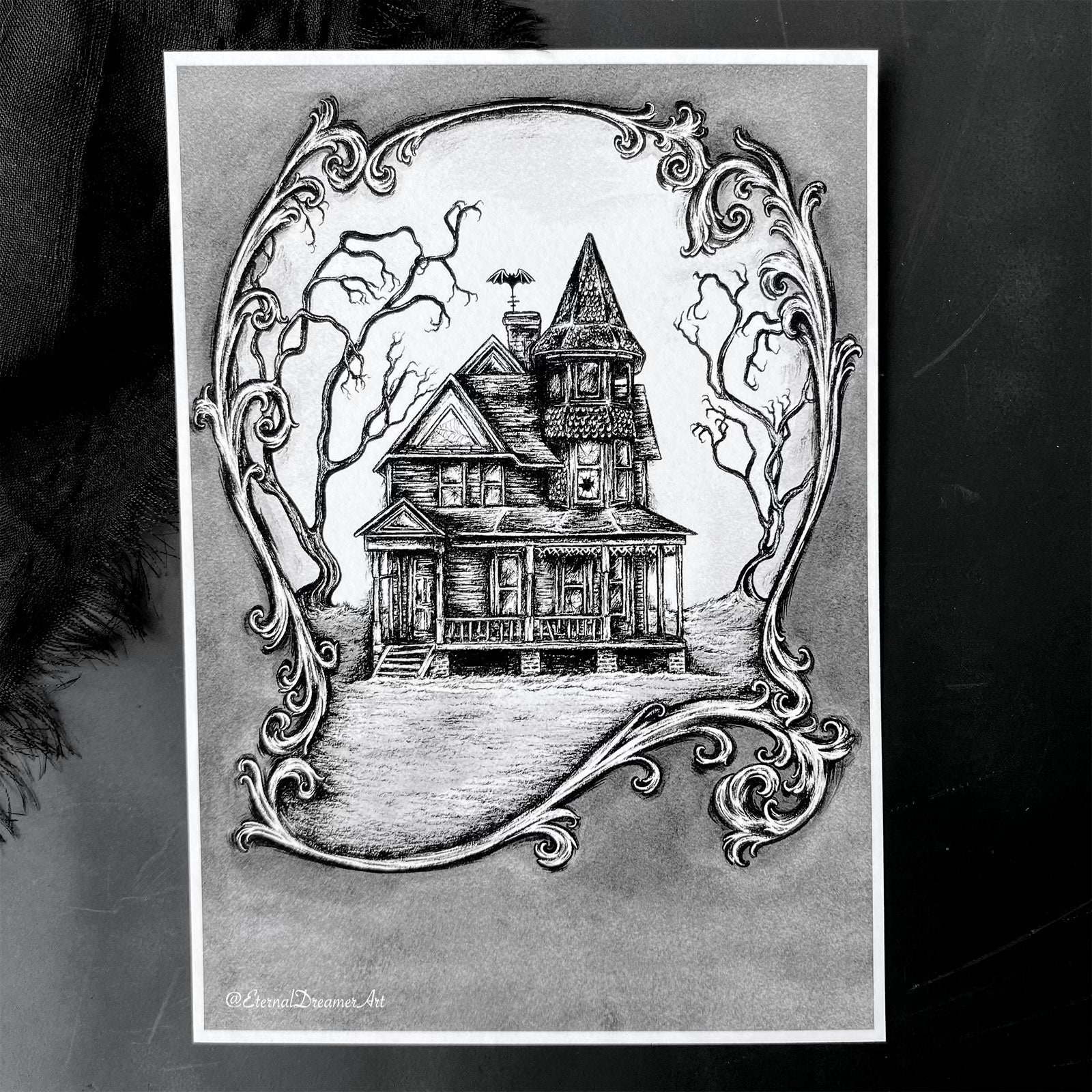 Victorian Haunted House Giclée Art Print - Etsy UK