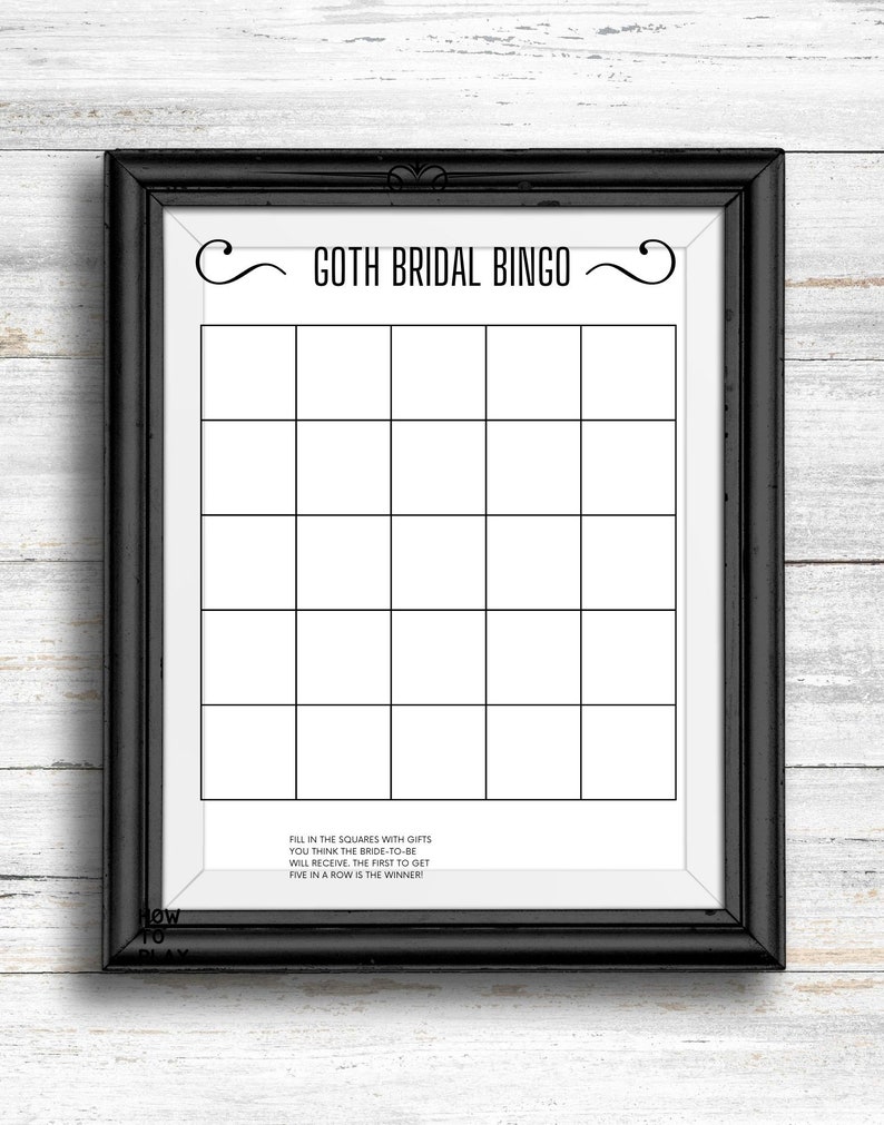 Goth Bridal Bingo Printable Wedding Games for Bridesmaids and ...