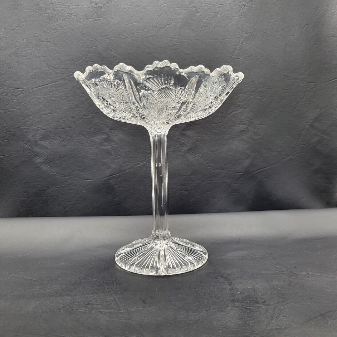 EAPG Tall Compote by John Higbee C1911 Pattern is DELTA Aka Paneled ...