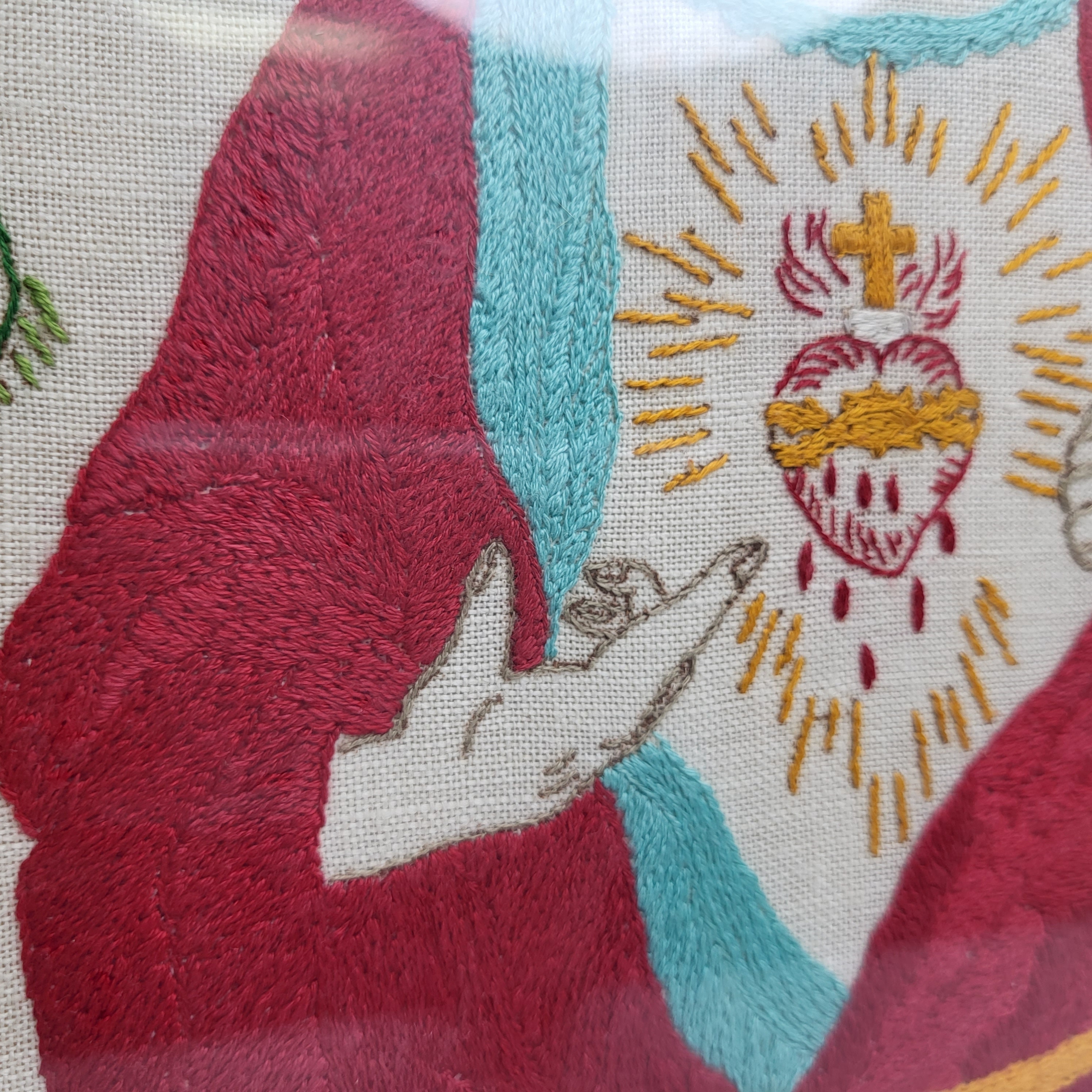 Vintage Sacred Heart of Jesus Embroidery in Vintage Frame T - Etsy