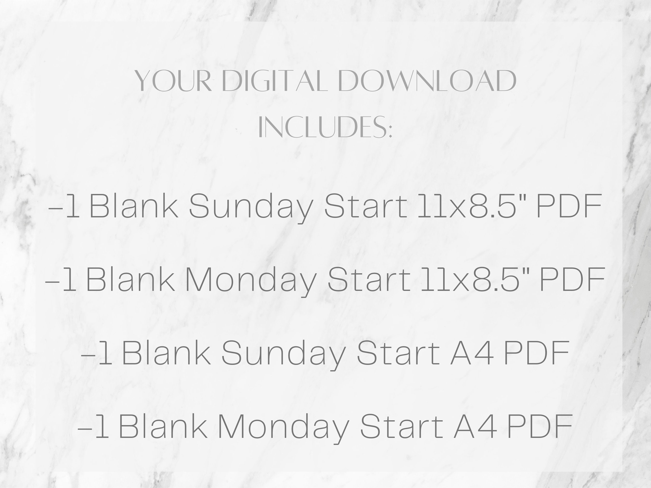 Blank Monthly Calendar, Printable Minimalist Calendar, Sunday/monday ...