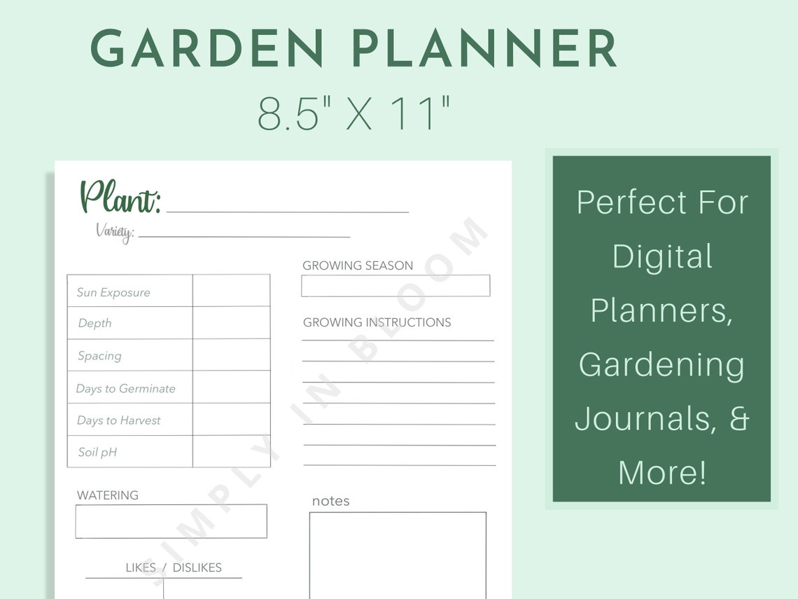 Printable Garden Planner, Printable Plant Profile, Planting Guide ...