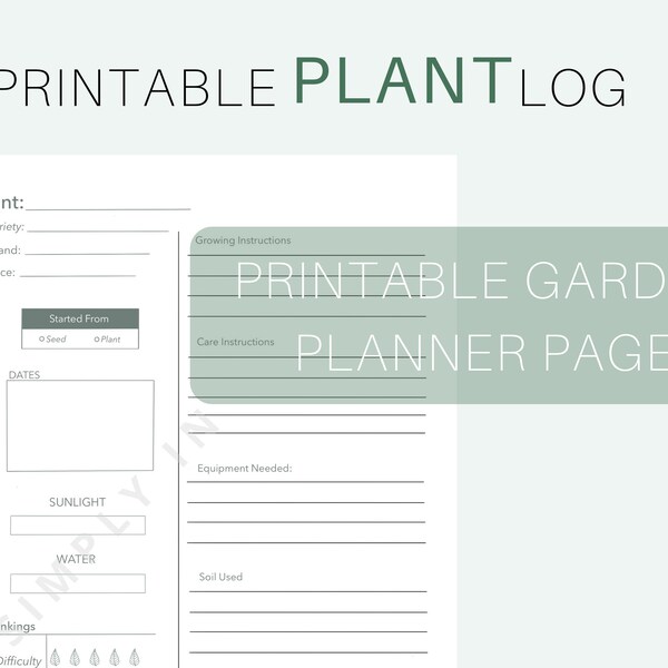 Printable Plant Log - Etsy