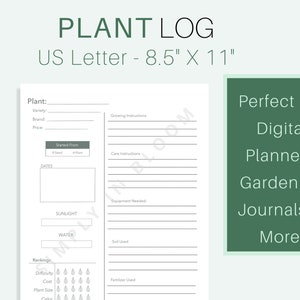 Printable Plant Log, Garden Planner Insert, Plant and Seed Organizer ...